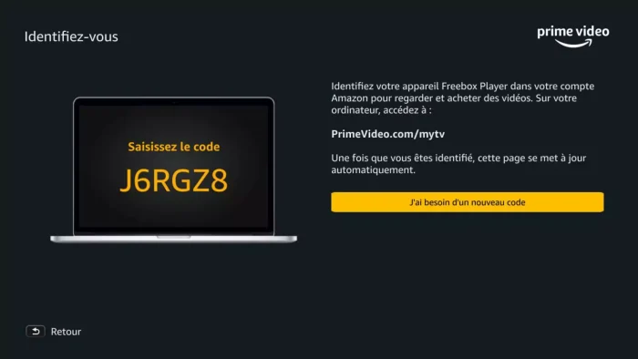 Où saisir le code prime vidéo MYTV